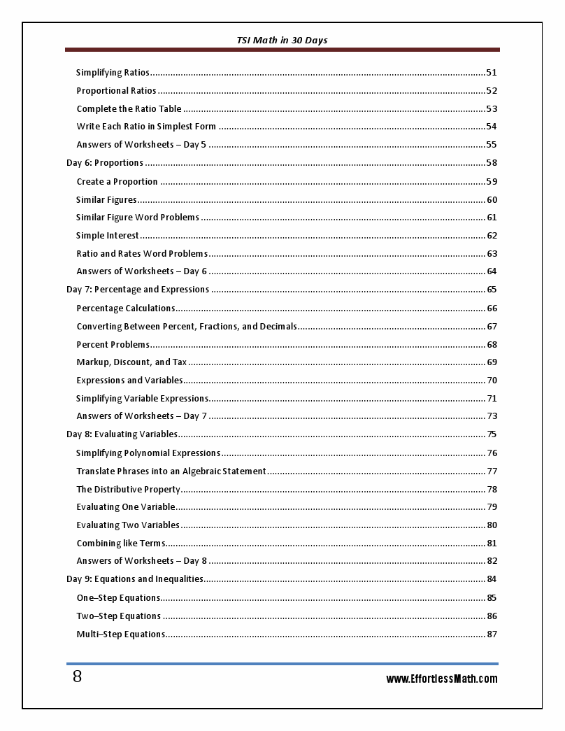 TSI Math in 30 Days: The Ultimate Crash Course to Preparing for the TSI ...