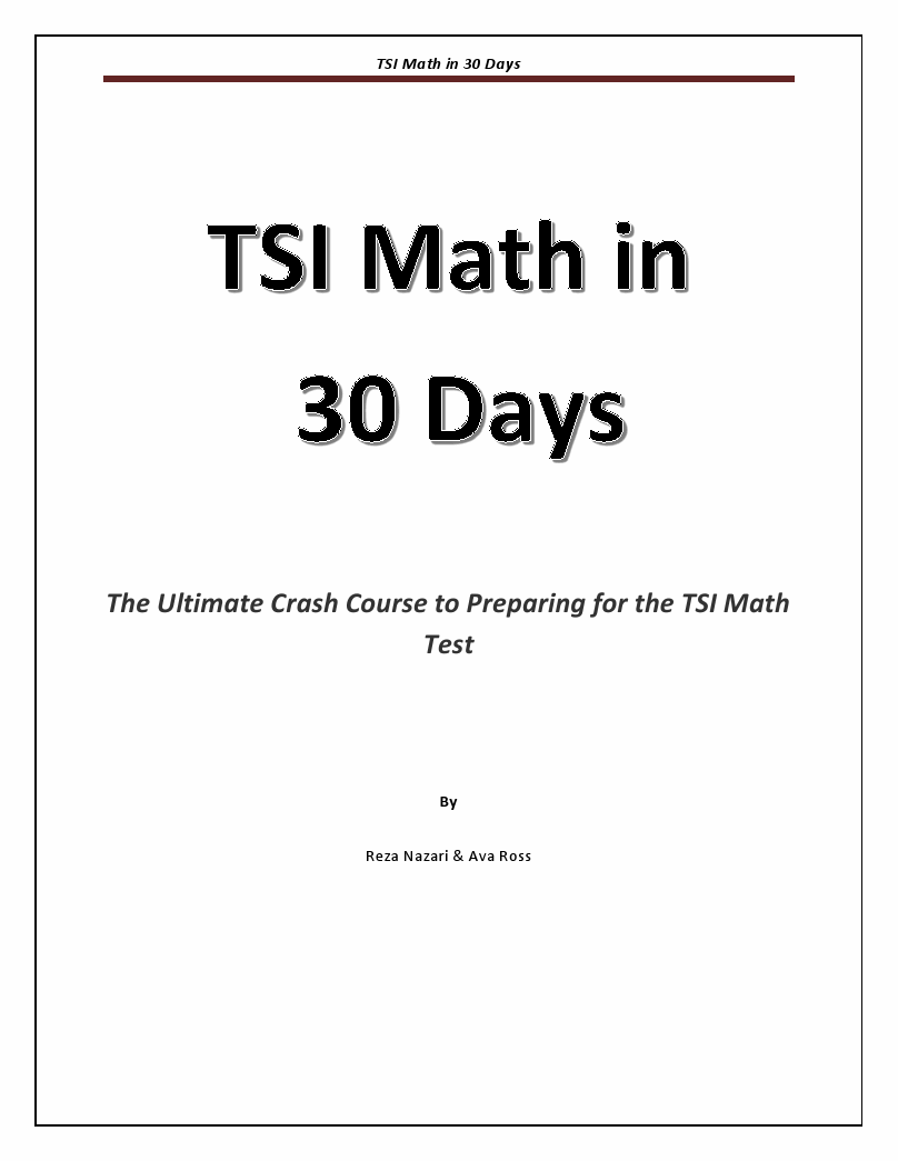 TSI Math in 30 Days: The Ultimate Crash Course to Preparing for the TSI ...