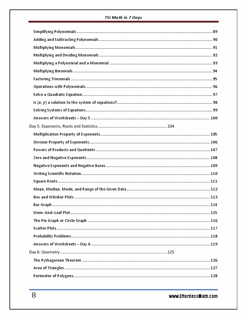 TSI Math in 7 Days: Step-By-Step Guide to Preparing for the TSI Math ...