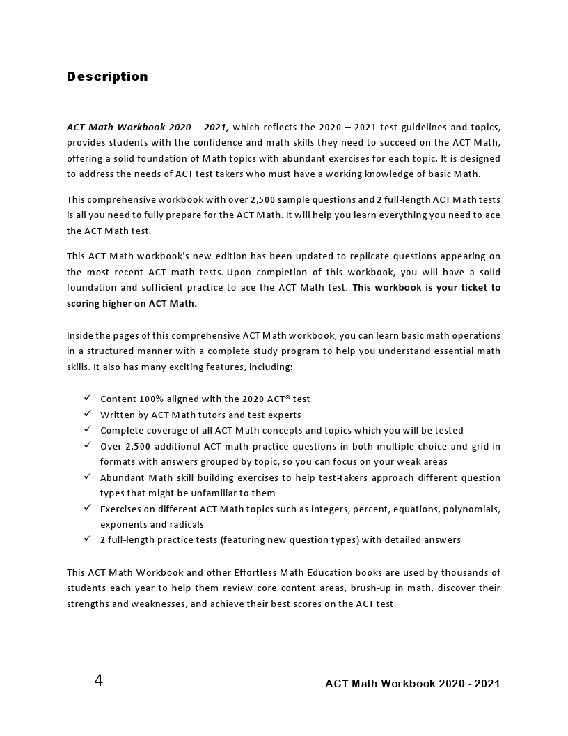 ACT Math Workbook 2020 – 2021: The Most Comprehensive Review for the ...