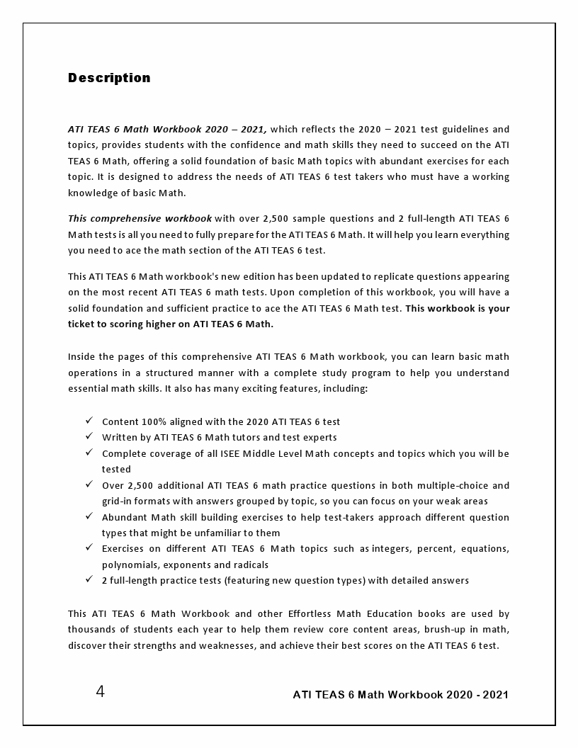 ATI TEAS 6 Math Workbook 2020 – 2021: The Most Comprehensive Review for ...
