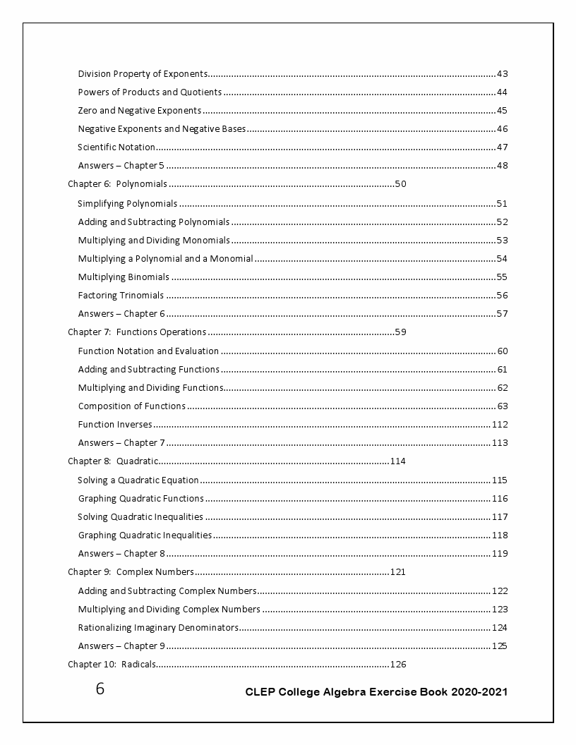 CLEP College Algebra Exercise Book 2020-2021: Student Workbook and Two ... CLEP College Algebra Exercise Book 2020-2021: Student Workbook and Two ...