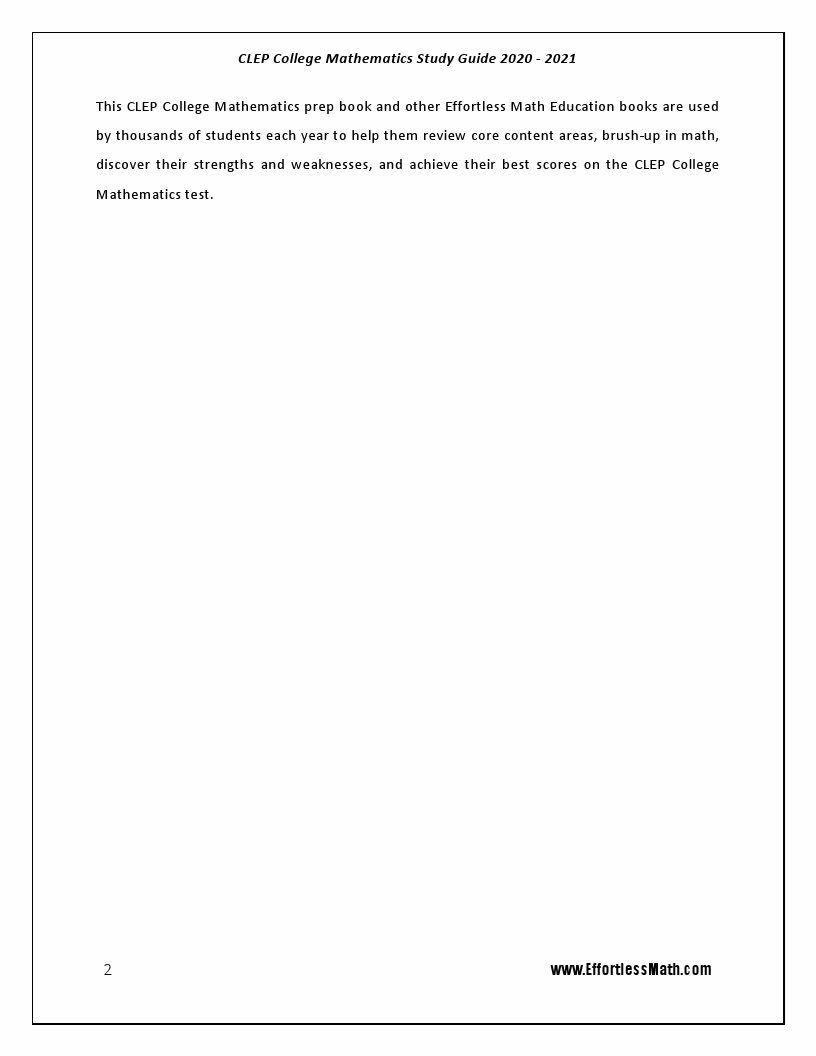 CLEP College Mathematics Study Guide 2020 – 2021: A Comprehensive ...