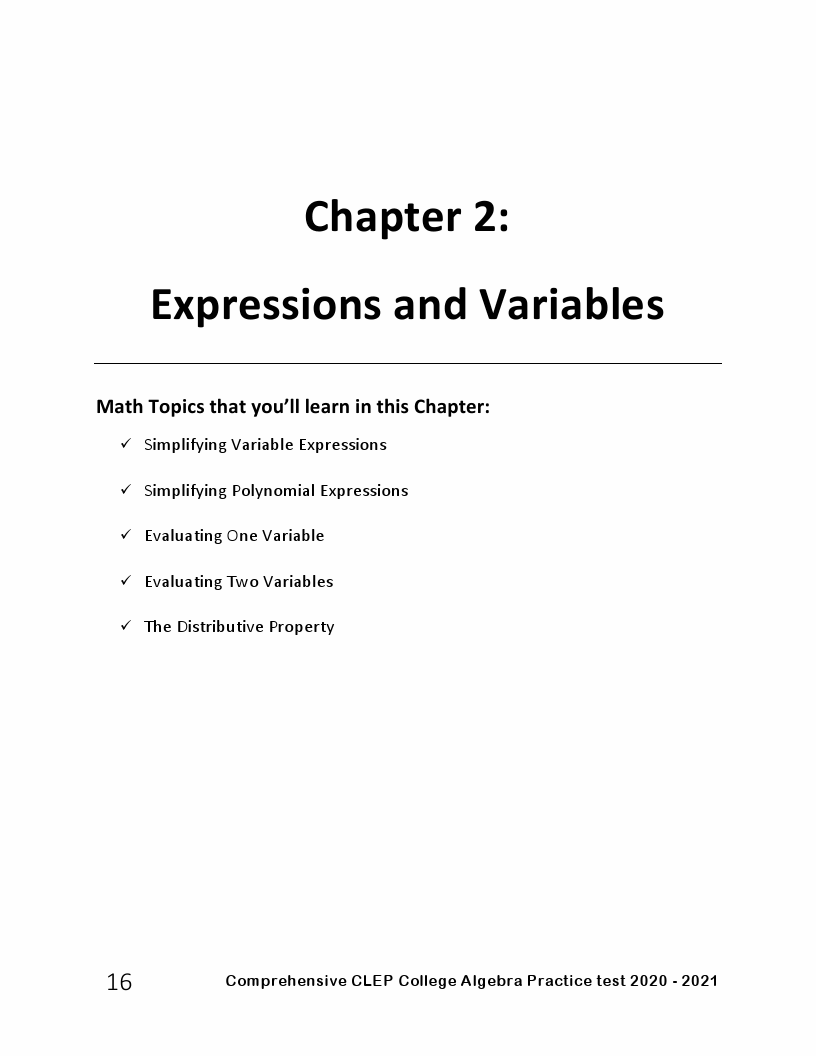 Comprehensive CLEP College Algebra Practice Book 2020 – 2021: Complete ...