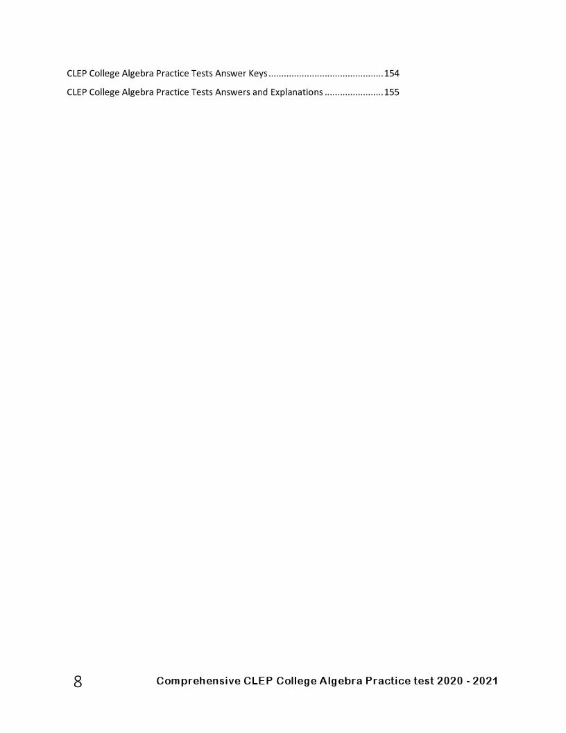 Comprehensive CLEP College Algebra Practice Book 2020 – 2021: Complete ...