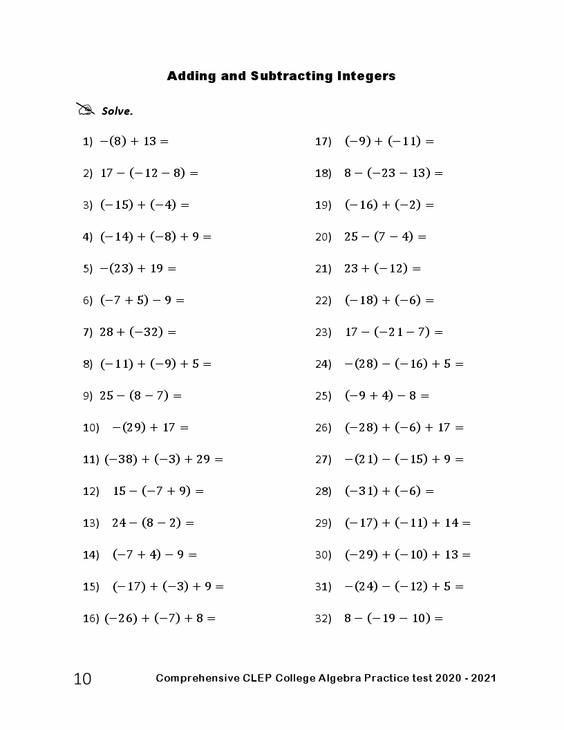 Comprehensive CLEP College Algebra Practice Book 2020 – 2021: Complete ...