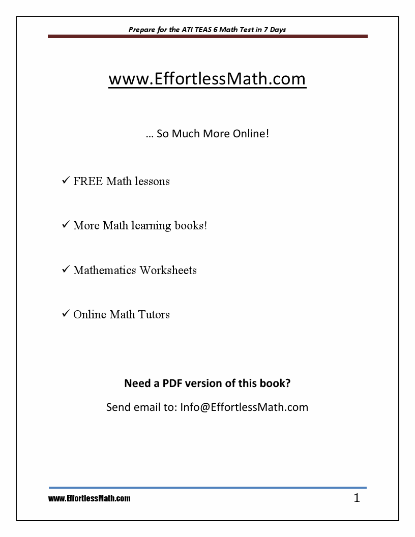 Prepare for the ATI TEAS 6 Math Test in 7 Days: A Quick Study Guide ...
