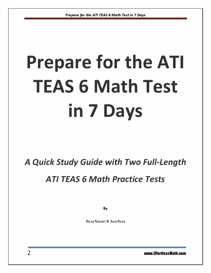Prepare for the ATI TEAS 6 Math Test in 7 Days: A Quick Study Guide ...