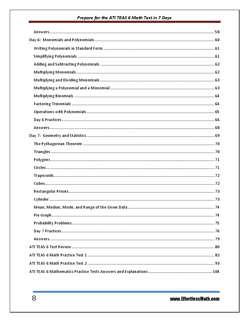 Prepare for the ATI TEAS 6 Math Test in 7 Days: A Quick Study Guide ...