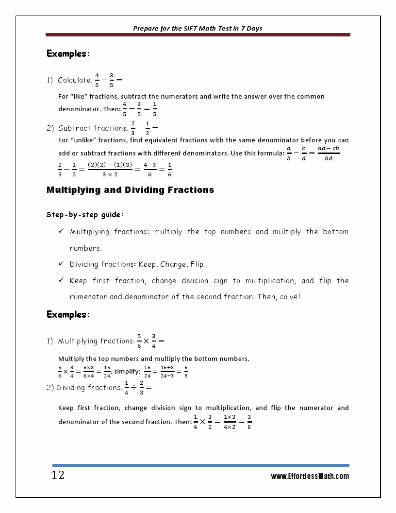Prepare for the SIFT Math Test in 7 Days: A Quick Study Guide with Two ...