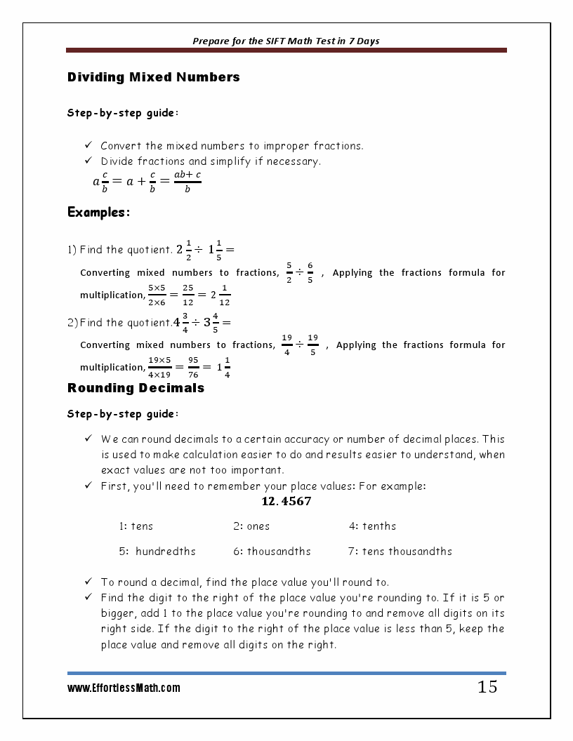 Prepare for the SIFT Math Test in 7 Days: A Quick Study Guide with Two ...