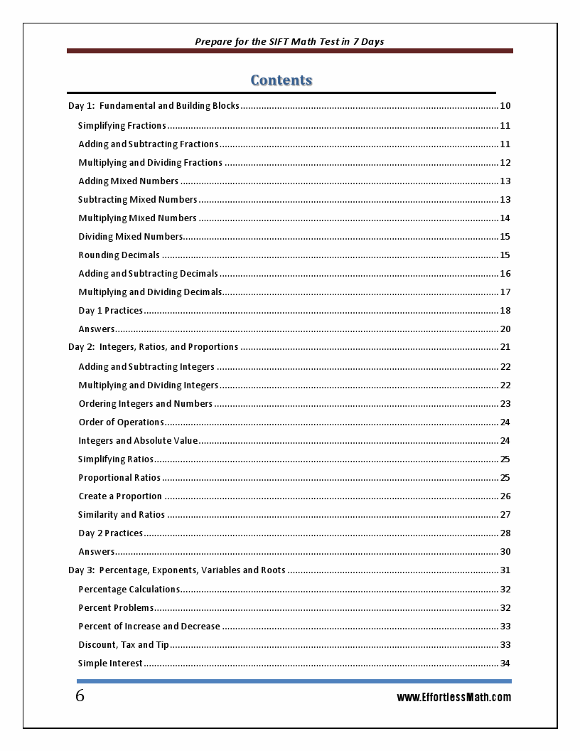 Prepare for the SIFT Math Test in 7 Days: A Quick Study Guide with Two ...