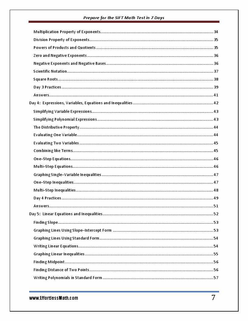 Prepare for the SIFT Math Test in 7 Days: A Quick Study Guide with Two ...