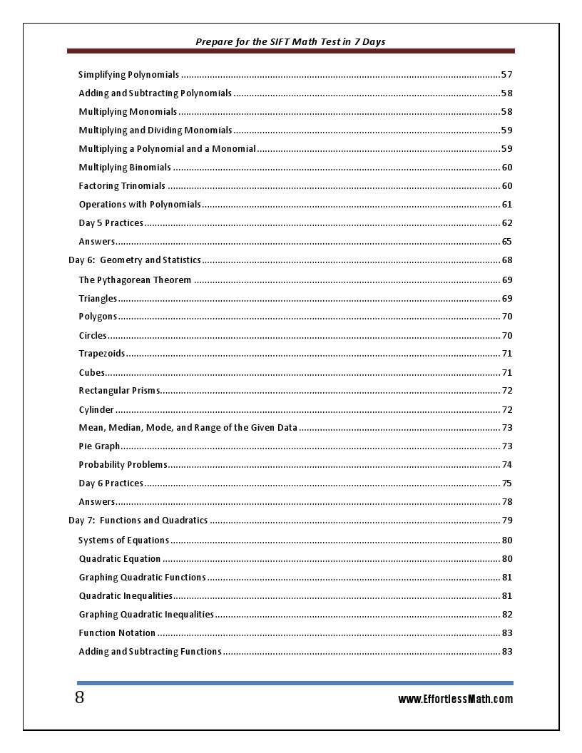 Prepare for the SIFT Math Test in 7 Days: A Quick Study Guide with Two ...