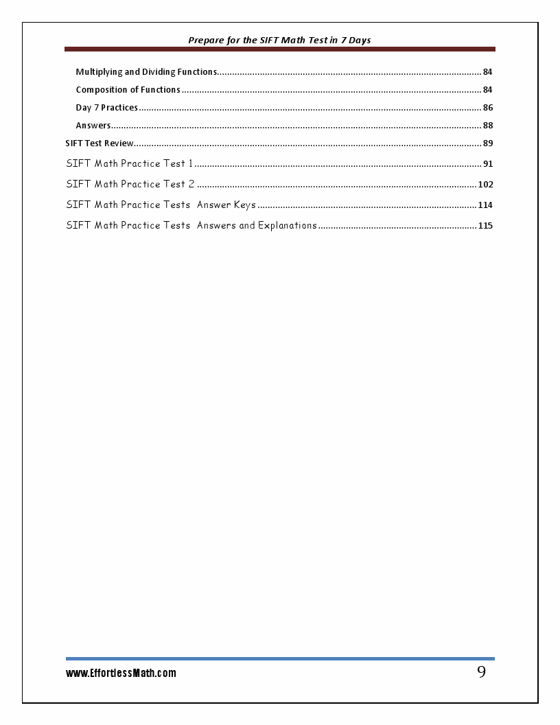 Prepare for the SIFT Math Test in 7 Days: A Quick Study Guide with Two ...