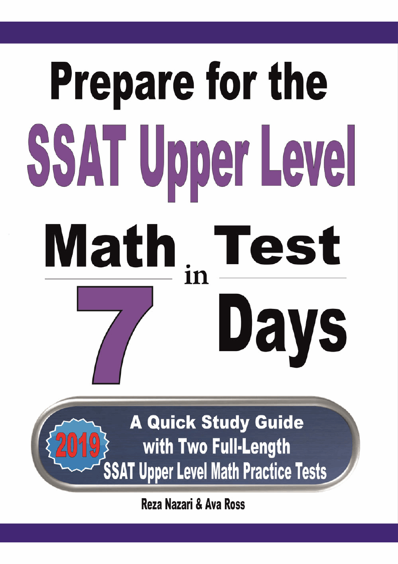 Prepare for the SSAT Upper Level Math Test in 7 Days: A Quick Study ...