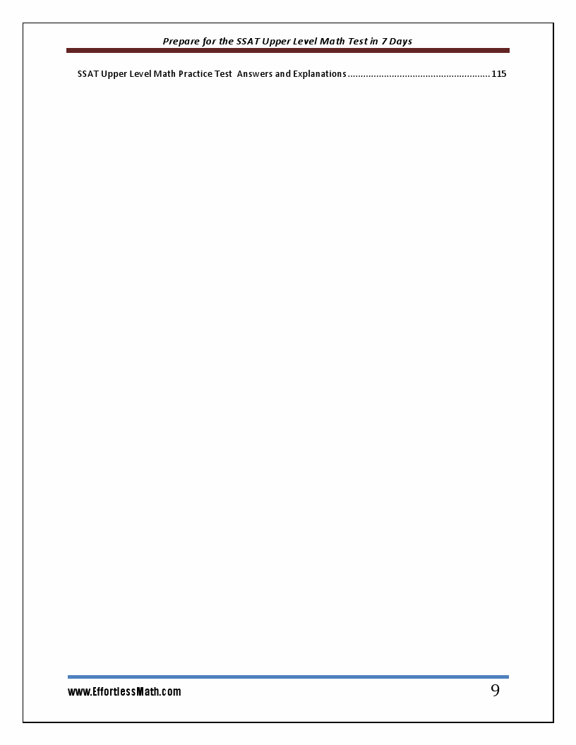 Prepare for the SSAT Upper Level Math Test in 7 Days: A Quick Study ...