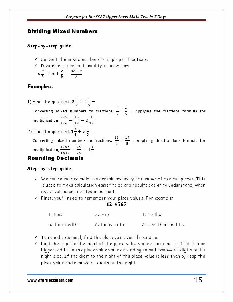 Prepare for the SSAT Upper Level Math Test in 7 Days: A Quick Study ...