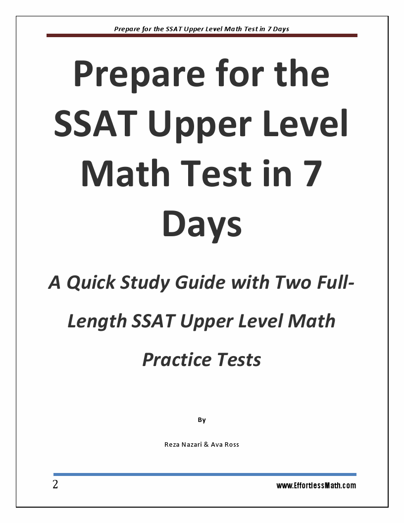Prepare for the SSAT Upper Level Math Test in 7 Days: A Quick Study ...