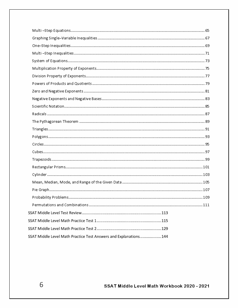 SSAT Middle Level Math Workbook 2020 – 2021: The Most Comprehensive ...