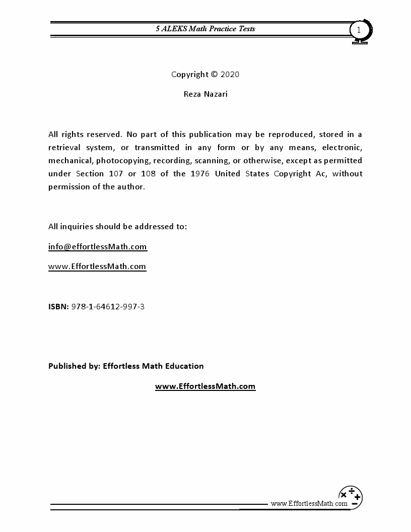 5 ALEKS Math Practice Tests: Extra Practice to Help Achieve an ...