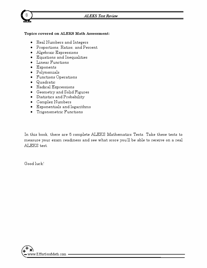 5 ALEKS Math Practice Tests: Extra Practice to Help Achieve an ...