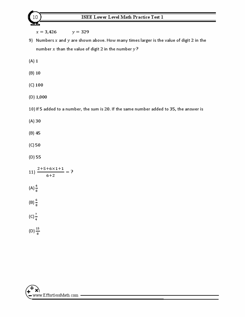 5 ISEE Lower Level Math Practice Tests: Extra Practice to Help Achieve ...