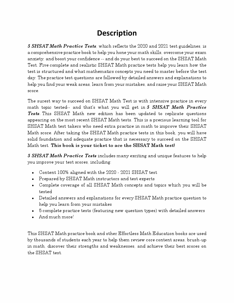 5 SHSAT Math Practice Tests: Extra Practice to Help Achieve an ...