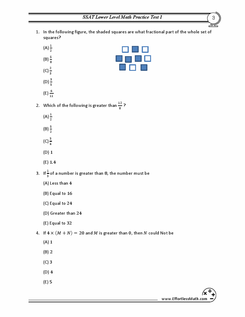5 SSAT Lower Level Math Practice Tests: Extra Practice to Help Achieve ...