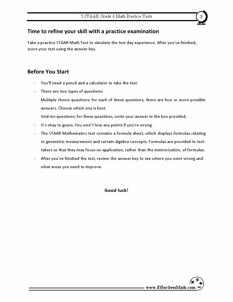 5 Staar Grade 6 Math Practice Tests Extra Practice To Help Achieve An