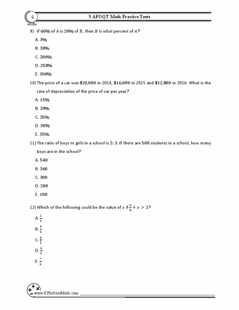 5 AFOQT Math Practice Tests: Extra Practice to Help Achieve an ...