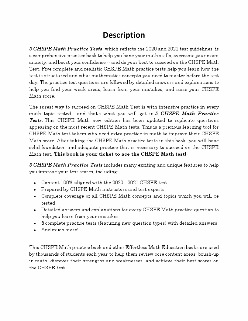 5 CHSPE Math Practice Tests: Extra Practice to Help Achieve an ...