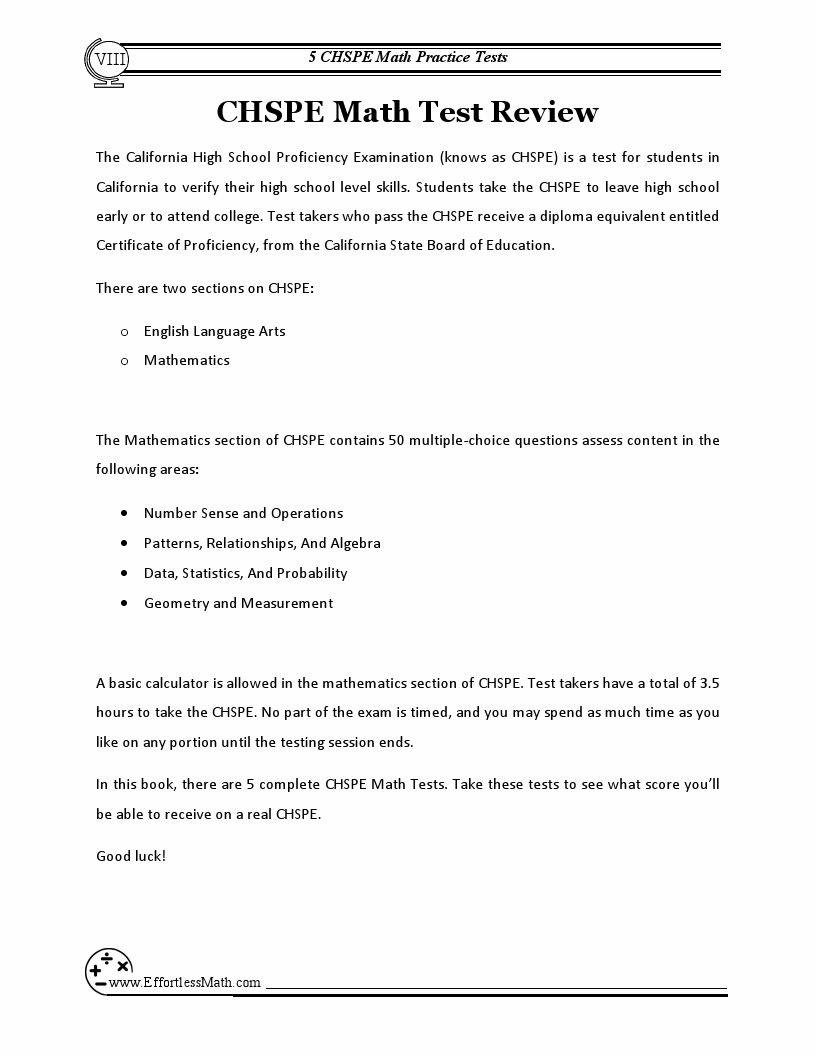5 CHSPE Math Practice Tests: Extra Practice to Help Achieve an ...