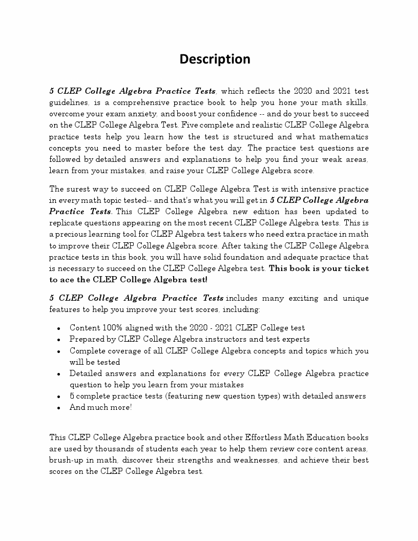5 CLEP College Algebra Practice Tests: Extra Practice to Help Achieve ...