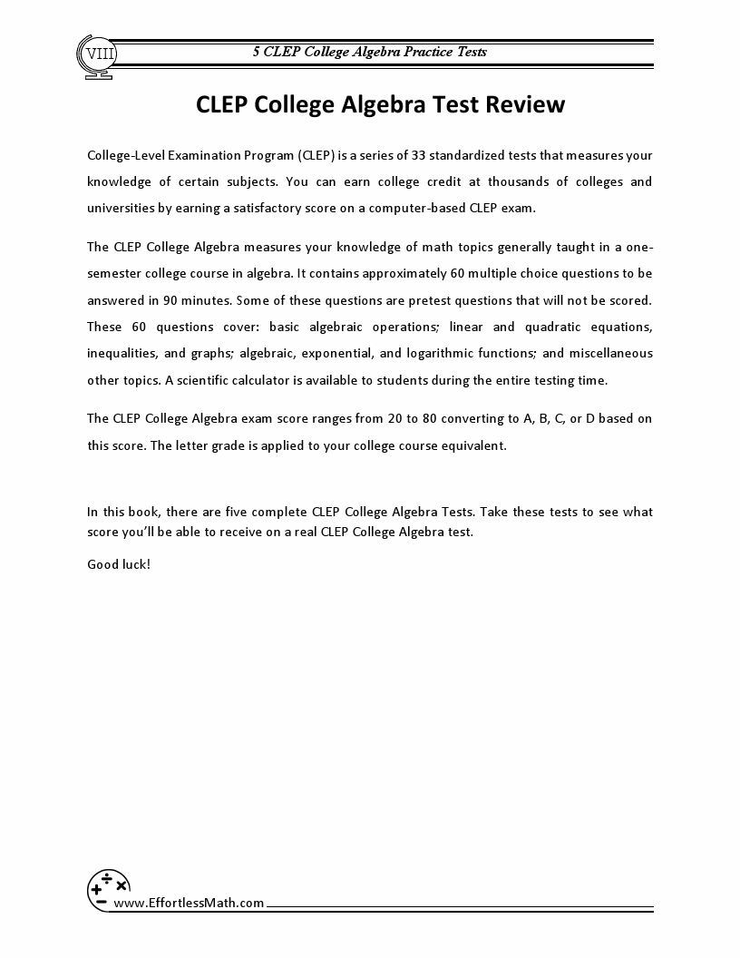 5 CLEP College Algebra Practice Tests: Extra Practice to Help Achieve ...
