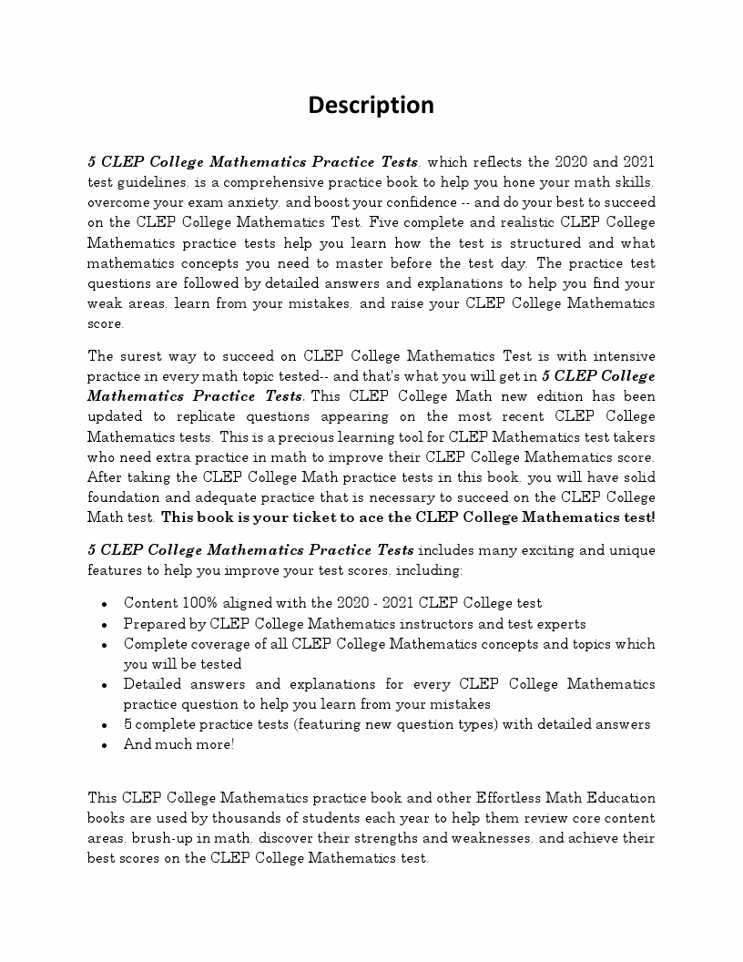 5 CLEP College Mathematics Practice Tests: Extra Practice to Help ...