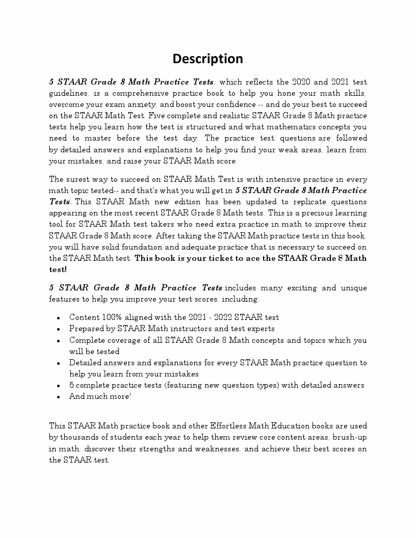 5 STAAR Grade 8 Math Practice Tests: Extra Practice to Help Achieve an ...