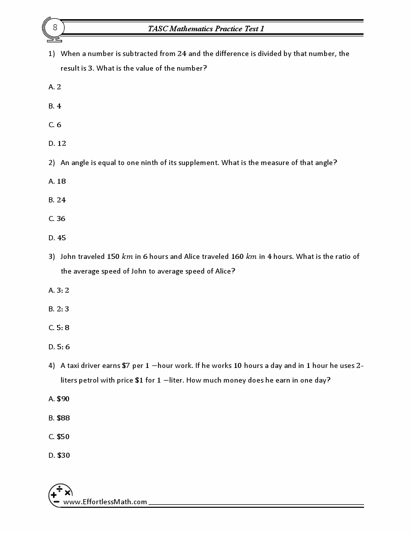 5 TASC Math Practice Tests: Extra Practice to Help Achieve an Excellent ...