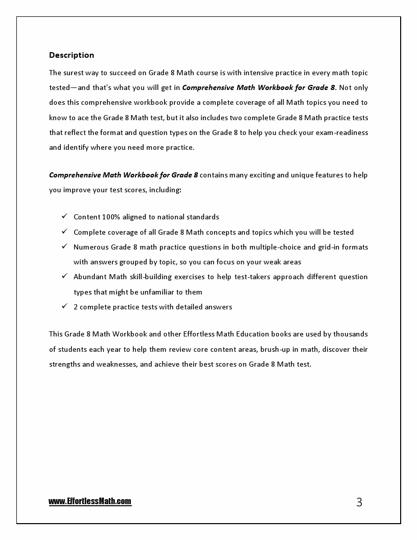 Comprehensive Math Workbook for Grade 8: Student Workbook and 2 ...