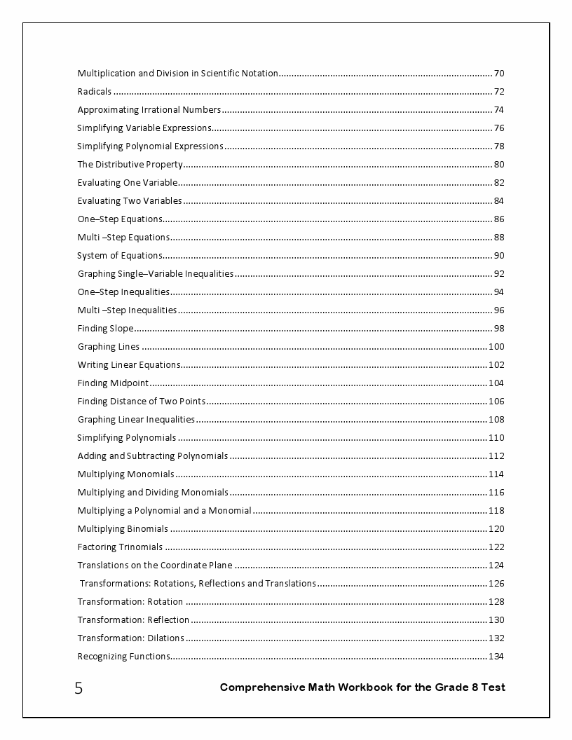 Comprehensive Math Workbook for Grade 8: Student Workbook and 2 ...