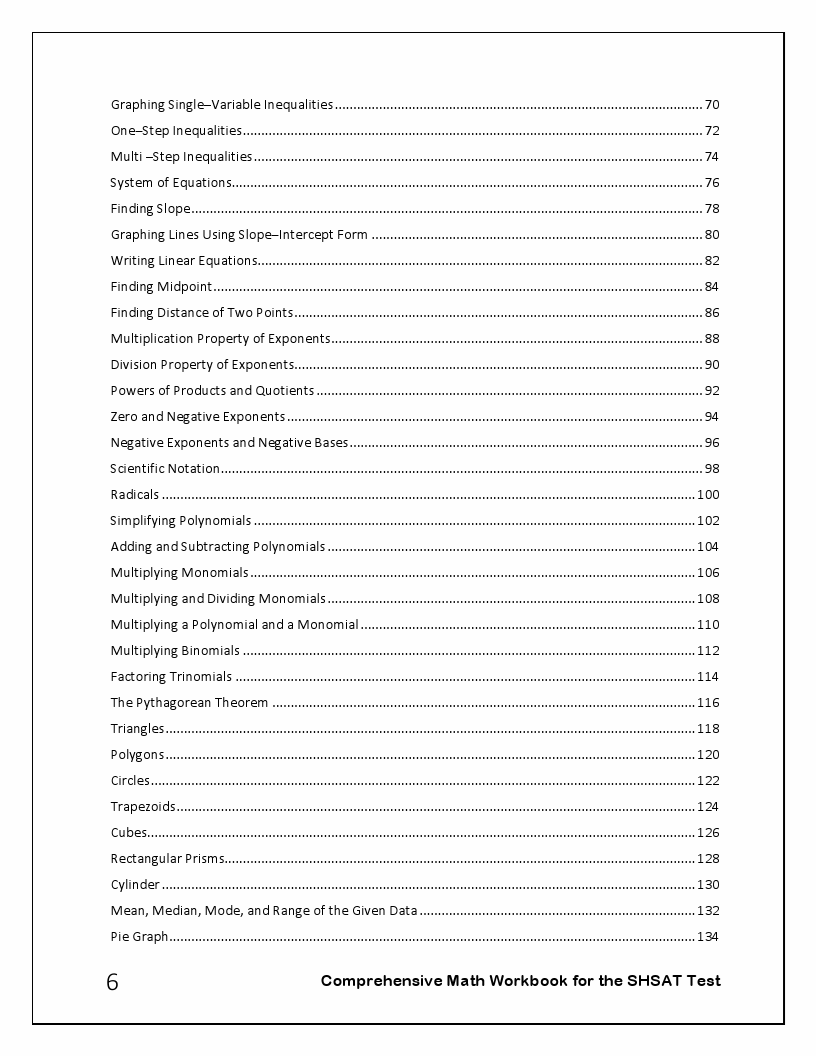 Comprehensive Math Workbook for the SHSAT Test: Student Workbook and 2 ...