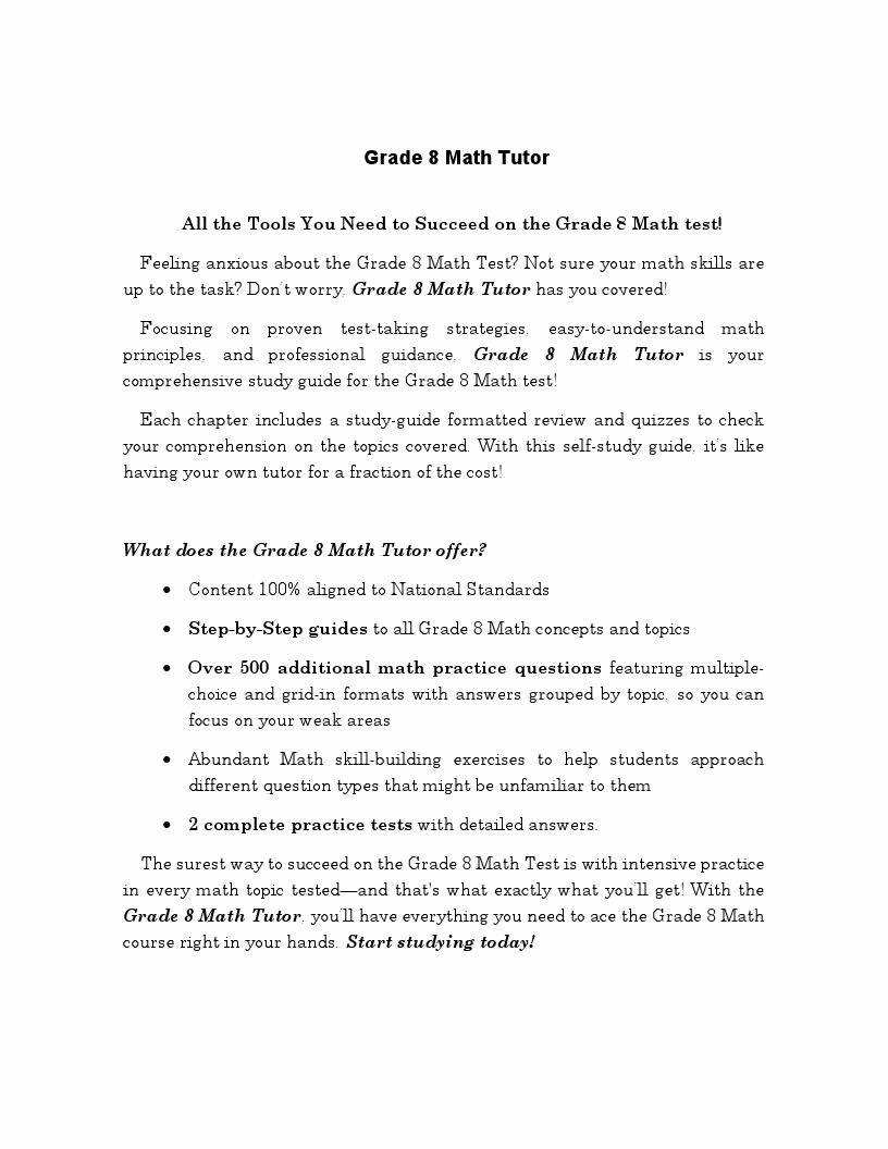 Grade 8 Math Tutor: Everything You Need to Help Achieve an Excellent ...