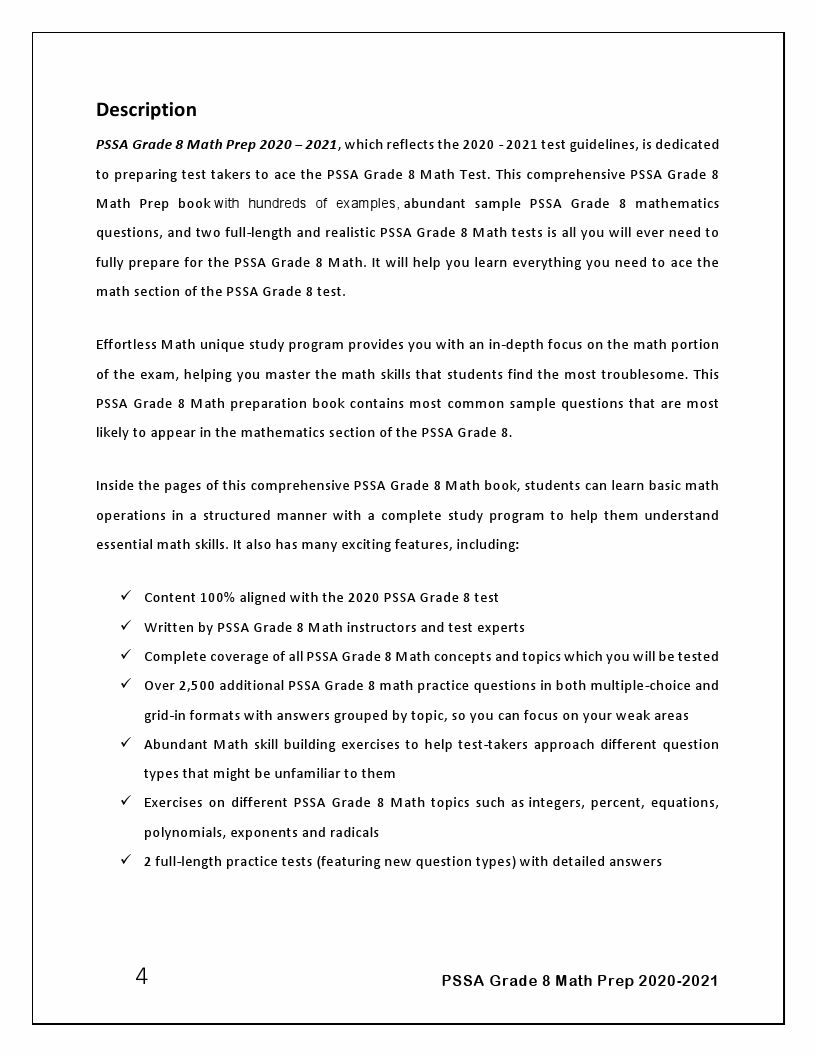 PSSA Grade 8 Math Prep 2020-2021: The Most Comprehensive Review and ...
