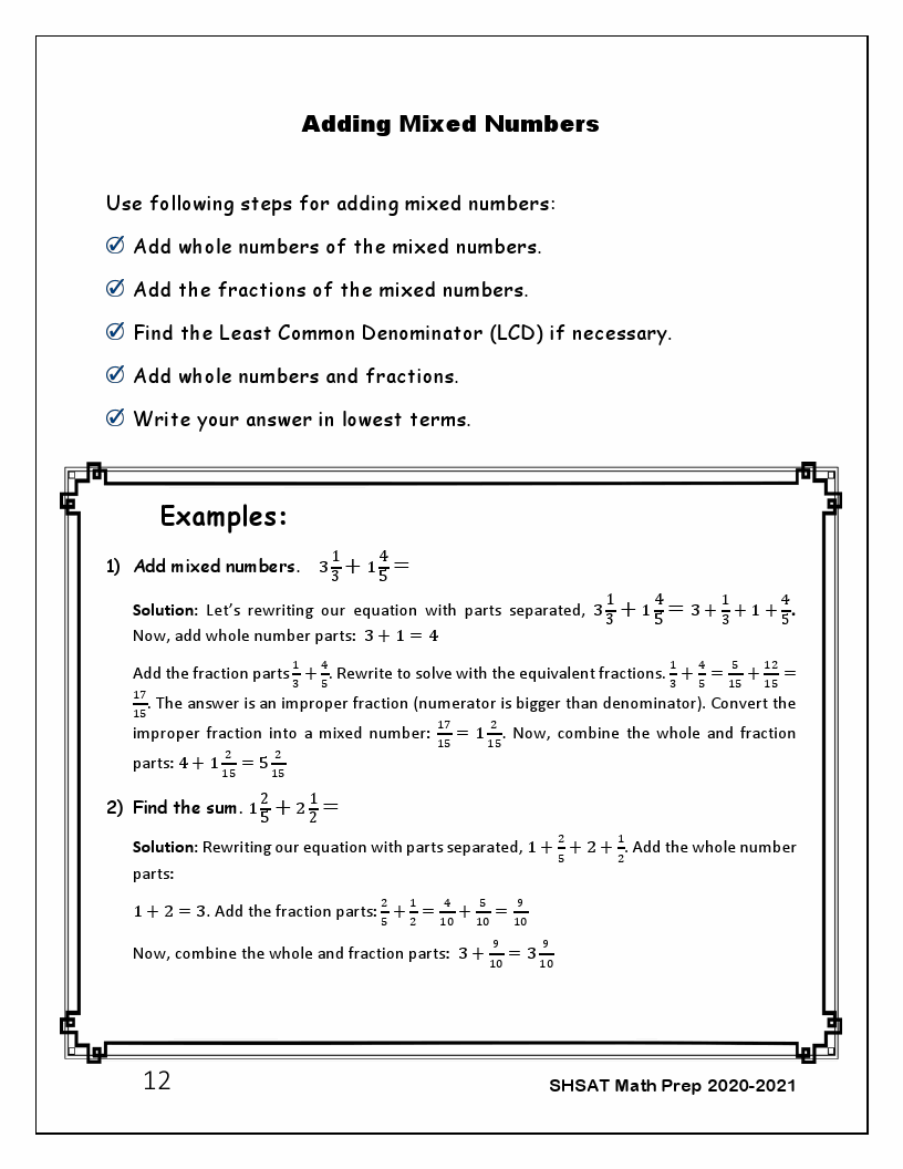 SHSAT Math Preparation 2020 – 2021: SHSAT Math Workbook + 2 Full-Length ...