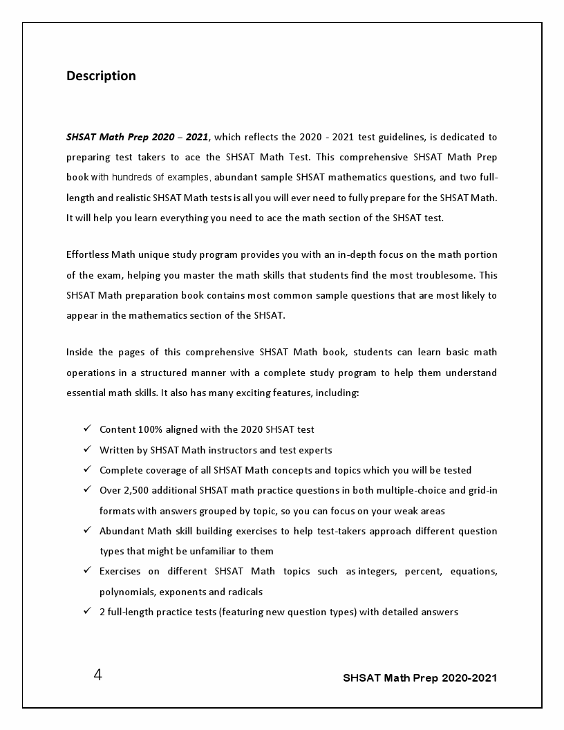 SHSAT Math Preparation 2020 – 2021: SHSAT Math Workbook + 2 Full-Length ...