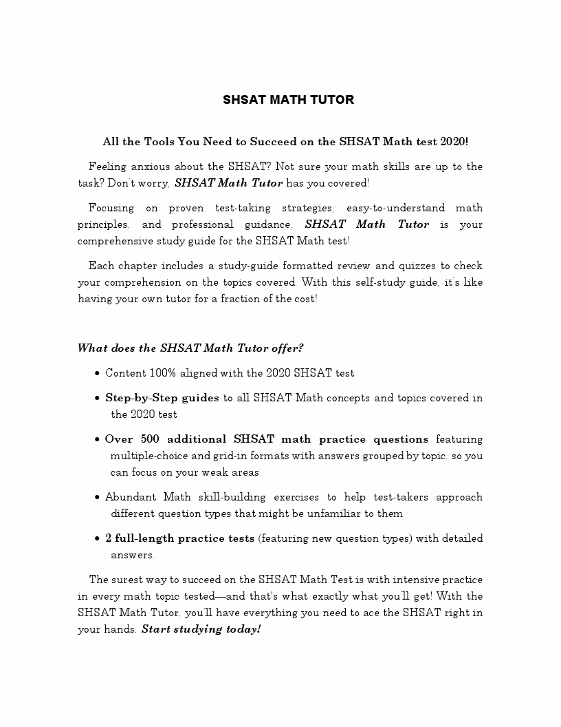 SHSAT Math Tutor: Everything You Need to Help Achieve an Excellent ...