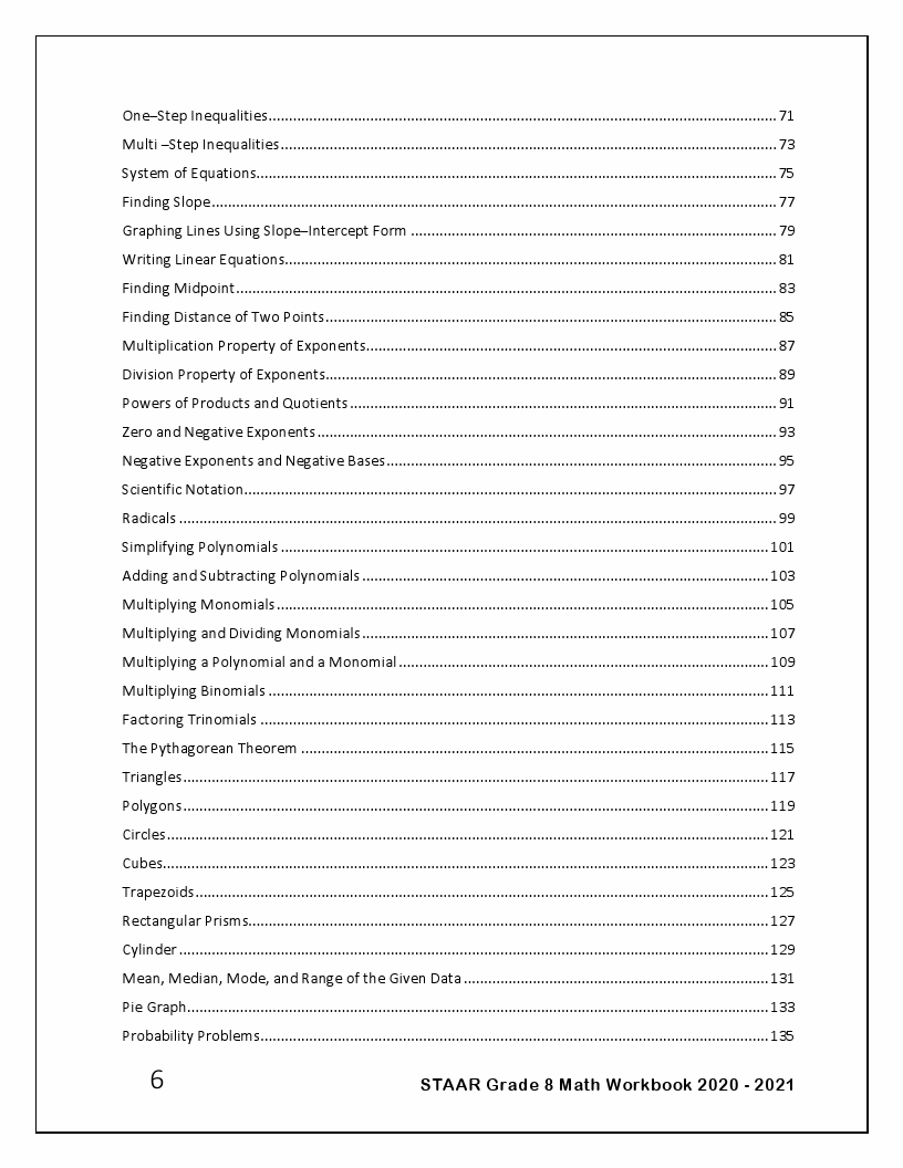 Staar Grade 8 Math Workbook 2020 2021 The Most Comprehensive Review