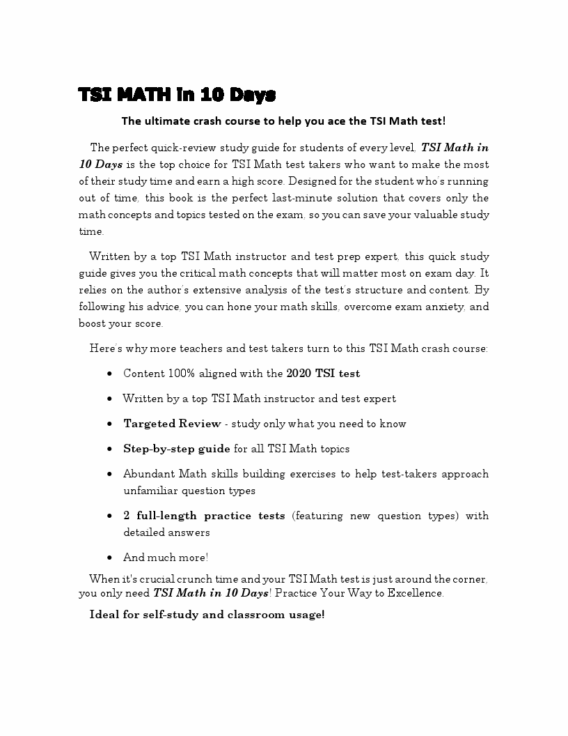 TSI Math in 10 Days: The Most Effective TSI Math Crash Course ...