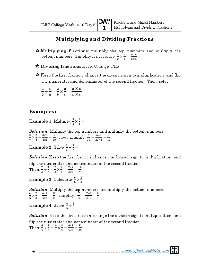 CLEP College Math in 10 Days: The Most Effective CLEP College Math ...