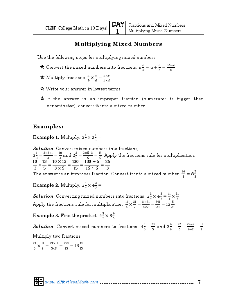 CLEP College Math in 10 Days: The Most Effective CLEP College Math ...